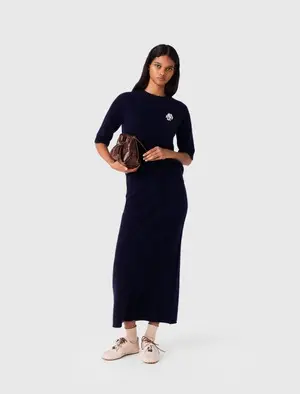 Maje Knit Pencil Skirt - Navy