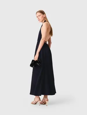 Maje Backless Pleated Maxi Dress