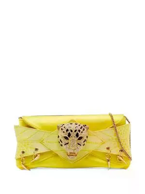 Roberto Cavalli Croc-embossed Chain Clutch Bag - Yellow