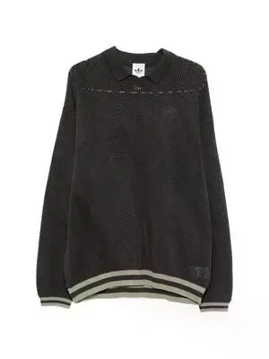 Adidas Logo-print Mesh Sweater - Grey
