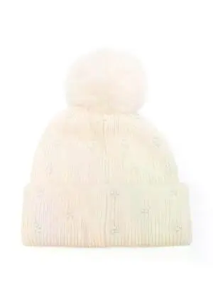 Guess Faux-pearl Pompom Beanie Hat - Neutrals