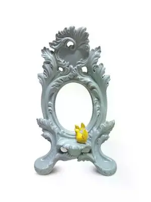 REBIRTH CERAMICS Ornate Bird-detail Mirror - Grey