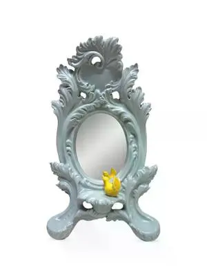 REBIRTH CERAMICS Ornate Bird-detail Mirror - Grey