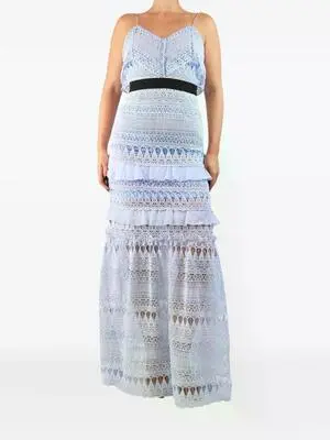 SELF-PORTRAIT Lace-embroidered Tiered Maxi Dress