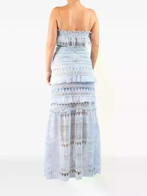 SELF-PORTRAIT Lace-embroidered Tiered Maxi Dress