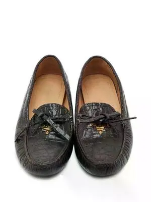 Prada Bow-detail Leather Loafers