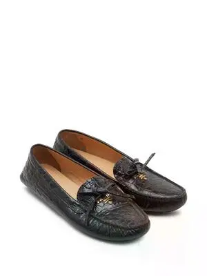 Prada Bow-detail Leather Loafers