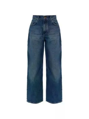 THE MANNEI Faded-effect Button-detail Jeans - Blue