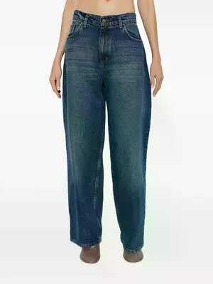 THE MANNEI Faded-effect Button-detail Jeans