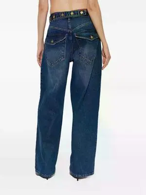 THE MANNEI Faded-effect Button-detail Jeans