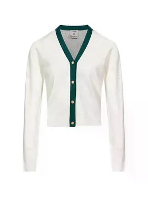 Casablanca White Pointelle Monogram Cardigan Neutrals