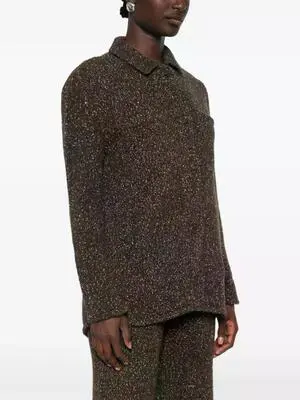 ELY ELY Flecked-knit Button-up Cardigan