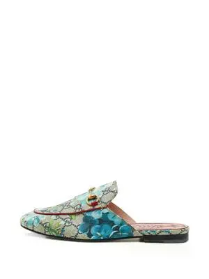 Gucci Princetown Blooms Gg Supreme Mules - Blue