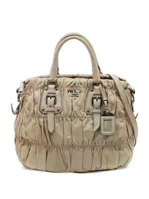 Prada Gaufre Leather Tote Bag - Neutrals