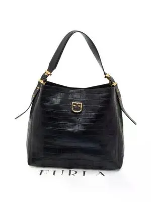 Furla Crocodile-embossed Shoulder Bag