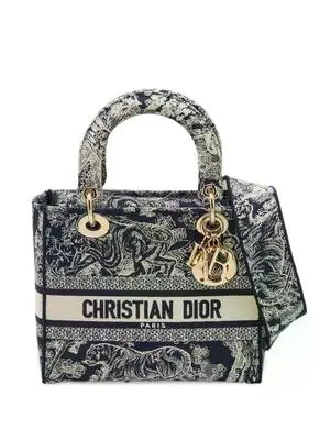 Dior Toile De Jouy Lady D-lite Tote Bag - Blue