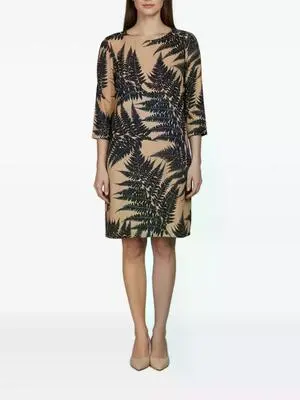 Stella McCartney Leaf-print Silk Mini Dress - Neutrals