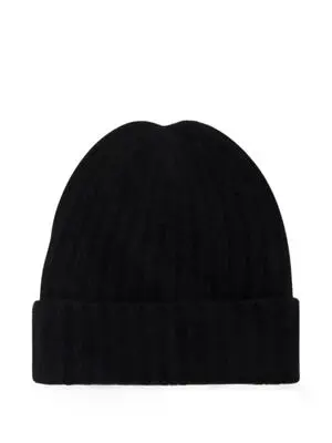 V VON GOAT Ribbed-knit Beanie Hat - Black