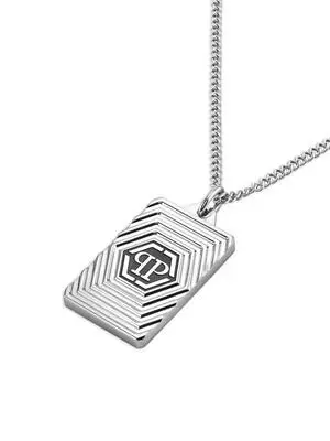 Philipp Plein Plein Tag Logo-plaque Necklace - Silver