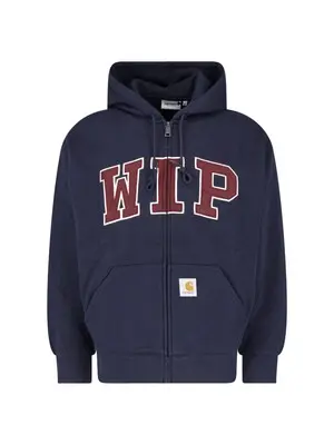 Carhartt Work In Progress Zip Hoodie Logo - Blue
