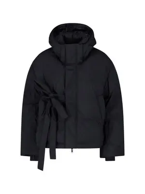 Y3 Quilted Tie-front Down Jacket - Black