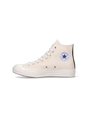 Play Comme Des Garcon High Top "converse Chuck 70" Sneakers - Beige