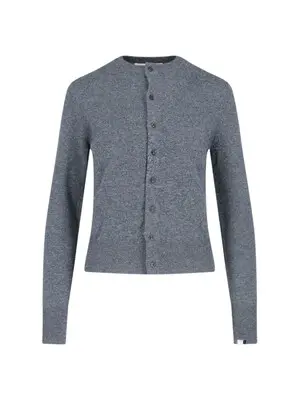 Extreme Cashmere Crewneck Cardigan "n°435 Little Lamb - Gray