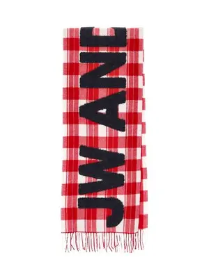 JW Anderson Logo Scarf In Virgin Wool And Alpaca Red