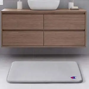 Champion Logo Patch Memory Foam Bath Mats - Gray