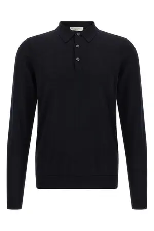 LARMERI STUDIO Merino Wool Polo Shirt - Blue