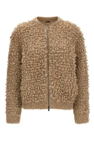 Peserico Lurex Bouclé Bomber Jacket - Beige