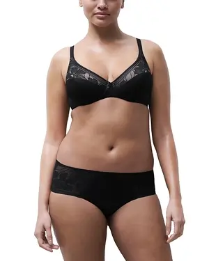 Chantelle Osmose Plunge Unlined Lace Trim Underwire Bra - Black