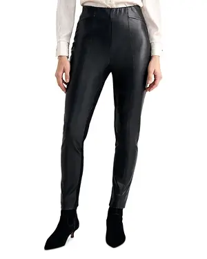 PHASE EIGHT Alora Faux Leather & Ponte Knit Mix Trousers - Black