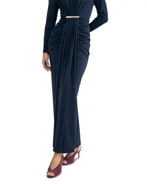 PHASE EIGHT Katharine Long Sleeve Draped Hardware Maxi Dress