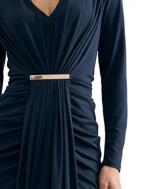 PHASE EIGHT Katharine Long Sleeve Draped Hardware Maxi Dress