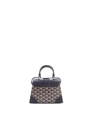 Goyard Structured Saigon Top Handle Bag Embroidered Coated Canvas With Leather - Black