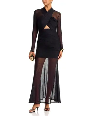 Bardot Veria Spot Mesh Maxi Dress