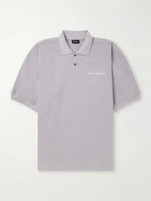 WILLY CHAVARRIA Football Logo-embroidered Oversized Cotton-piqué Polo Shirt - Gray