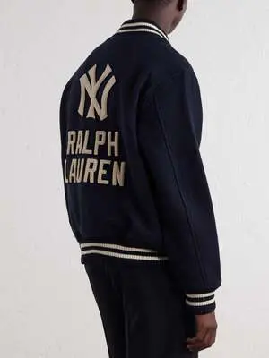 Polo Ralph Lauren Mlb Ny-appliqué Wool-blend Twill Bomber Jacket