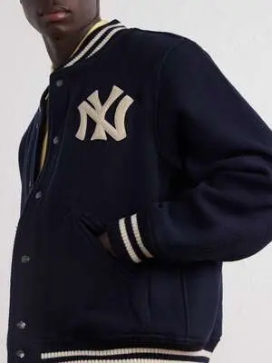 Polo Ralph Lauren Mlb Ny-appliqué Wool-blend Twill Bomber Jacket