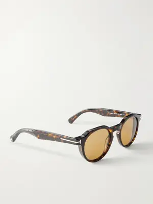TOM FORD Thomas-02 Round-frame Acetate Sunglasses