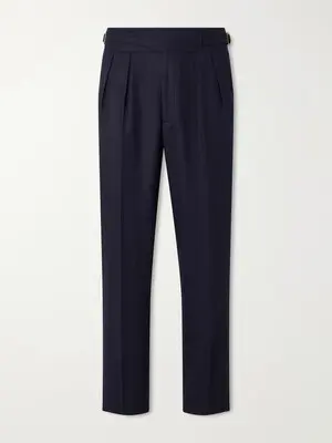 Rubinacci Manny Tapered Mélange Virgin Wool-twill Trousers - Blue