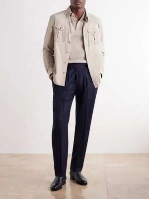 Rubinacci Manny Tapered Mélange Virgin Wool-twill Trousers