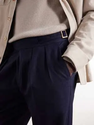 Rubinacci Manny Tapered Mélange Virgin Wool-twill Trousers