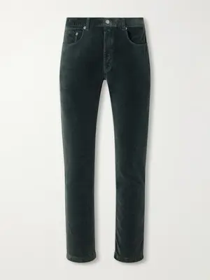 Massimo Alba Straight-leg Cotton-velvet Trousers - Green