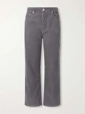 Officine Générale Straight-leg Cotton-corduroy Trousers - Gray