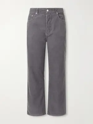Officine Générale Straight-leg Cotton-corduroy Trousers - Gray