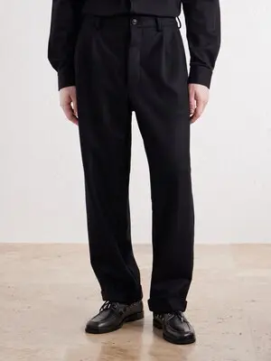 GHIAIA Straight-leg Pleated Wool-flannel Trousers