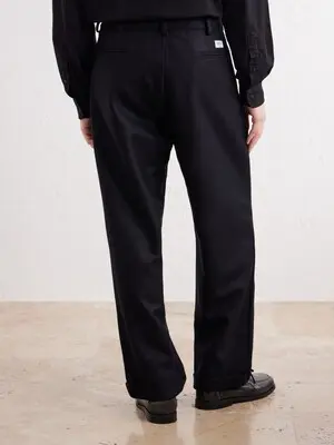 GHIAIA Straight-leg Pleated Wool-flannel Trousers
