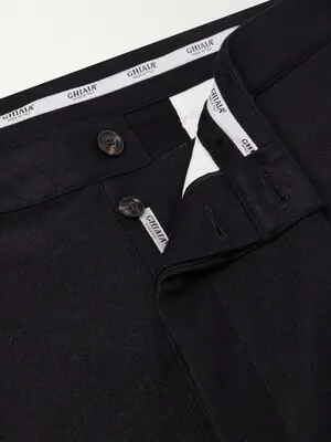 GHIAIA Straight-leg Pleated Wool-flannel Trousers